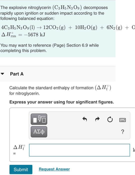 Solved The explosive nitroglycerin (C3H5 N309) decomposes | Chegg.com