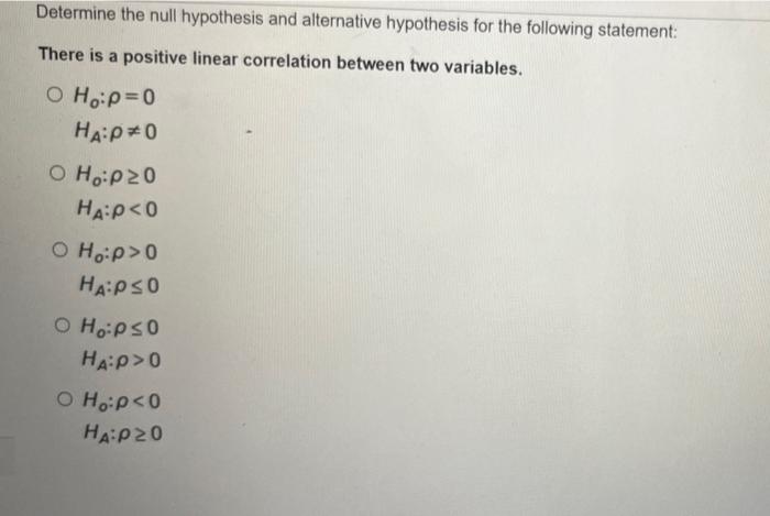 Solved Determine the null hypothesis and alternative | Chegg.com