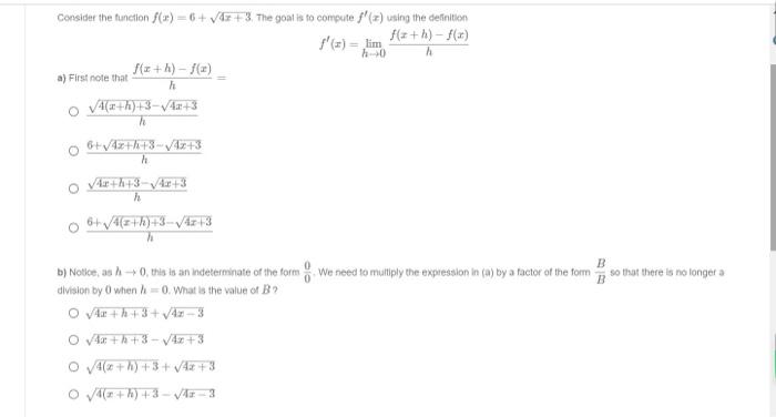 Solved Consider the function f(x)=6+4x+3. The goat is to | Chegg.com