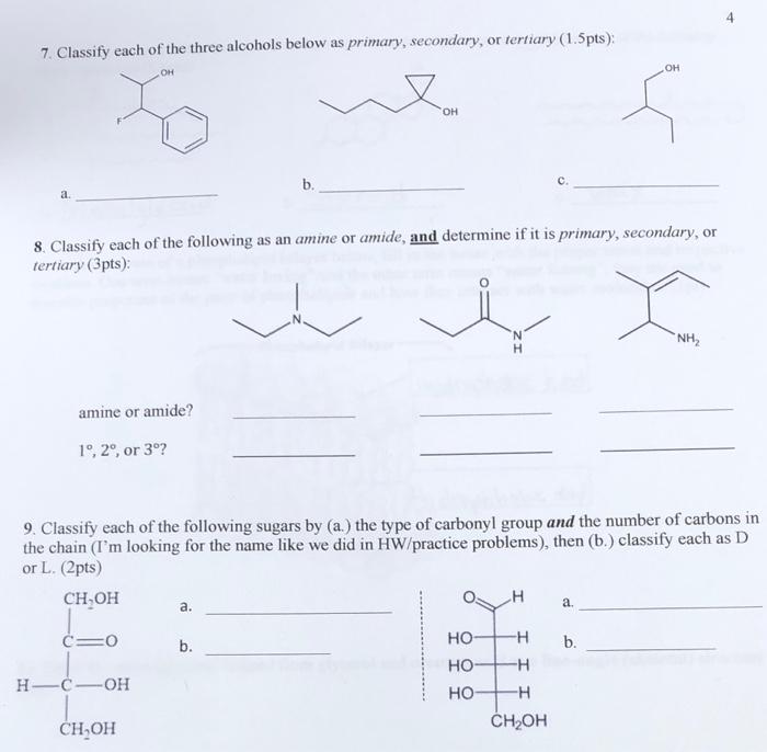 Solved 7. Classify each of the three alcohols below as | Chegg.com