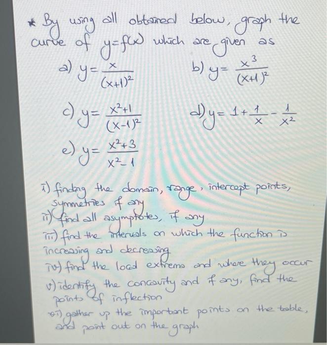 [Solved]: * By using all obtained below, graph the curve of