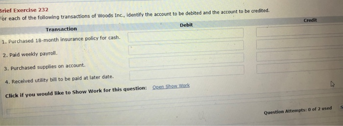 Solved Credit Brief Exercise 232 For each of the following | Chegg.com