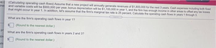 Solved als (Calculating operating cash flows) Assume that a | Chegg.com
