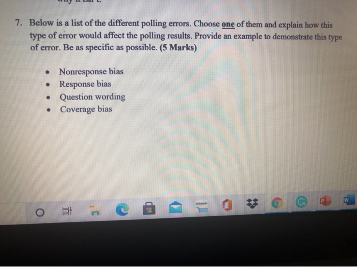 Solved 7. Below is a list of the different polling errors. | Chegg.com