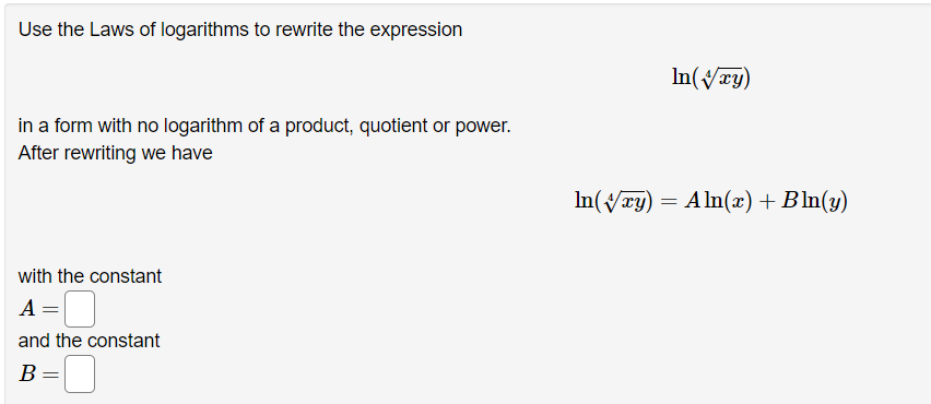 Solved Use the Laws of logarithms to rewrite the | Chegg.com