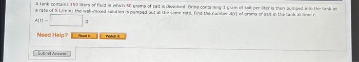 Solved A tank contains 150 liters of fluid in which 50 grams | Chegg.com