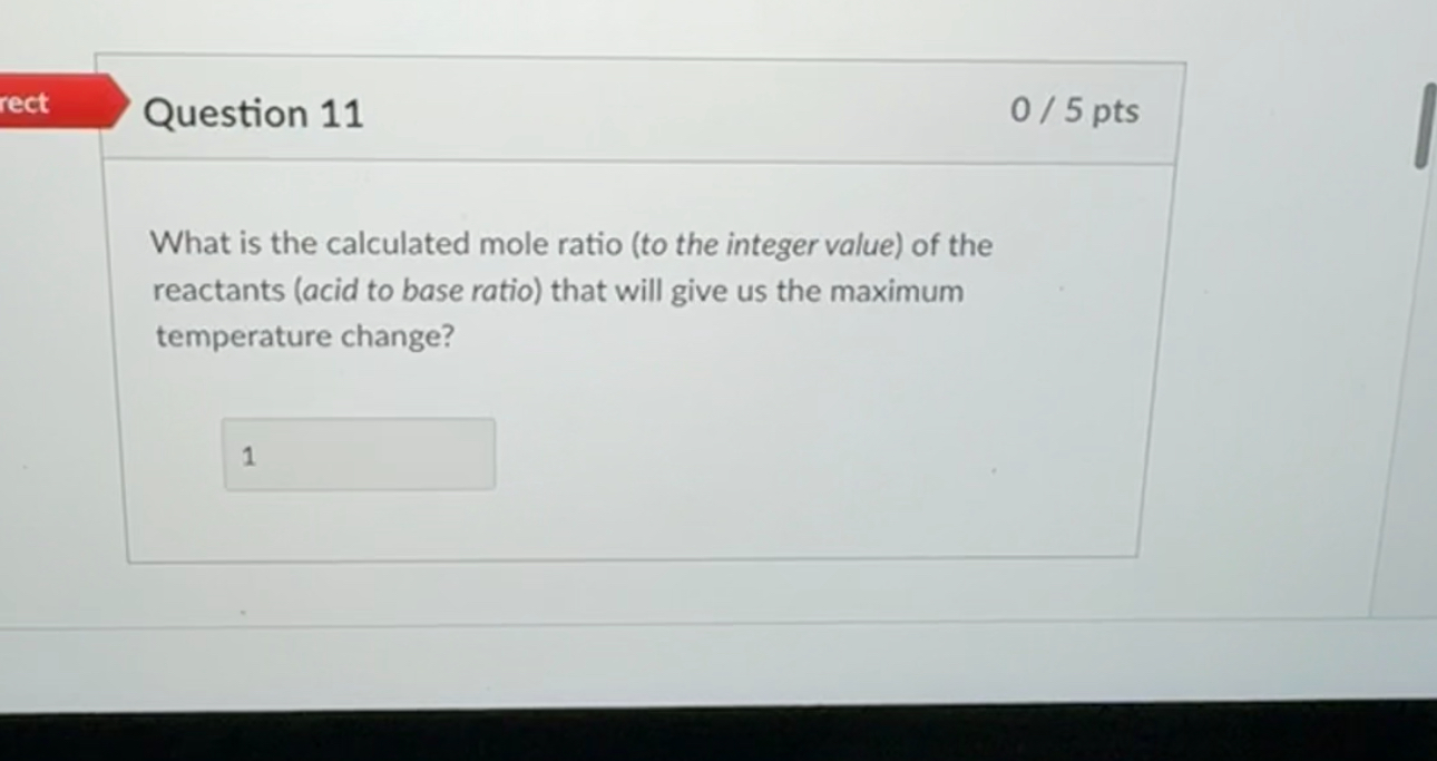 Solved Question 1105 ﻿ptsWhat is the calculated mole ratio | Chegg.com