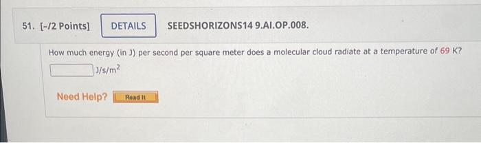 Solved How much energy (in J) per second per square meter | Chegg.com