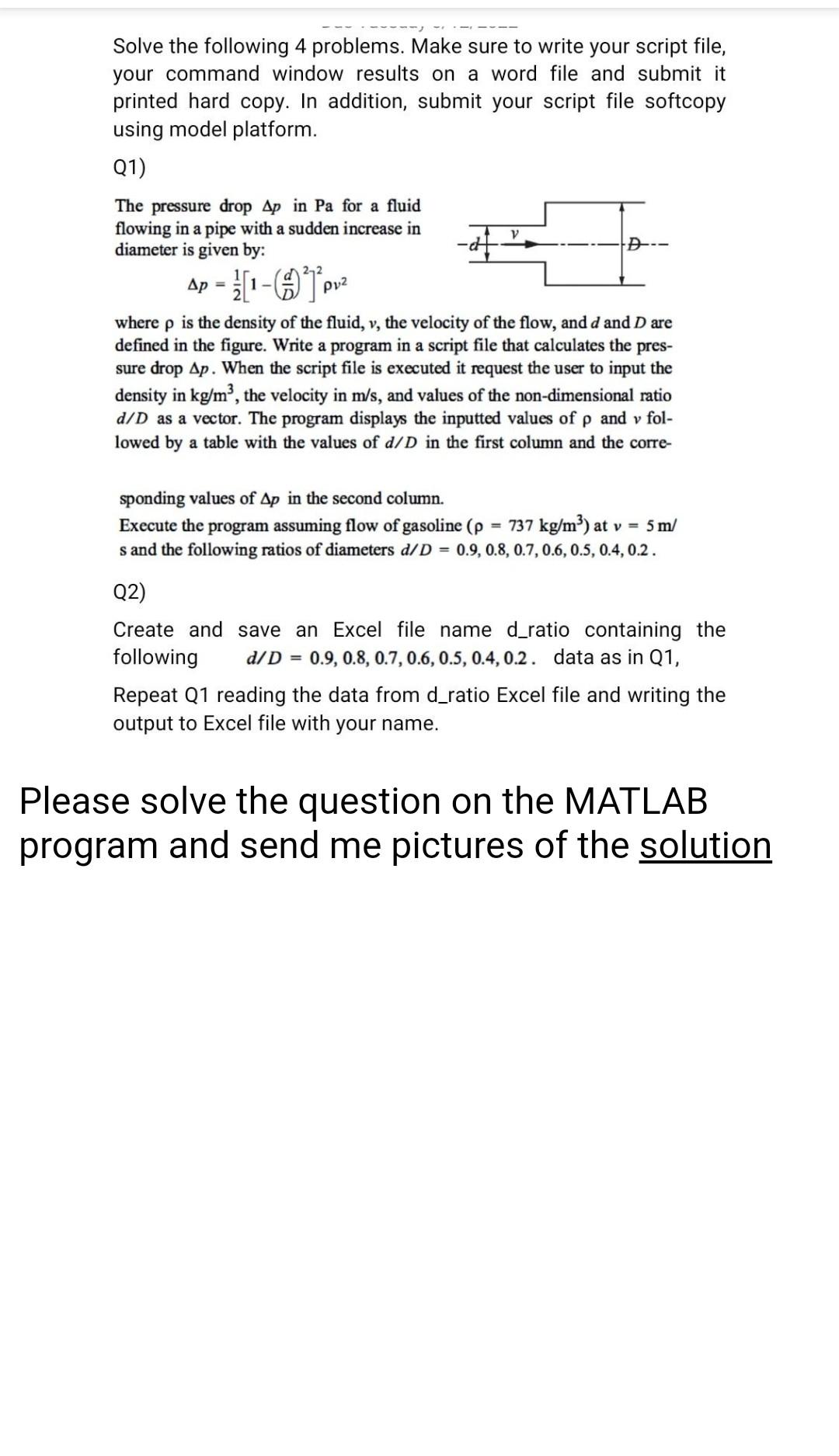 Solved Please solve question 2 on the MATLAB program and | Chegg.com