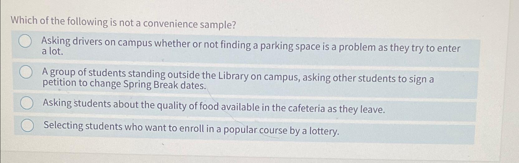 Solved Which of the following is not a convenience | Chegg.com
