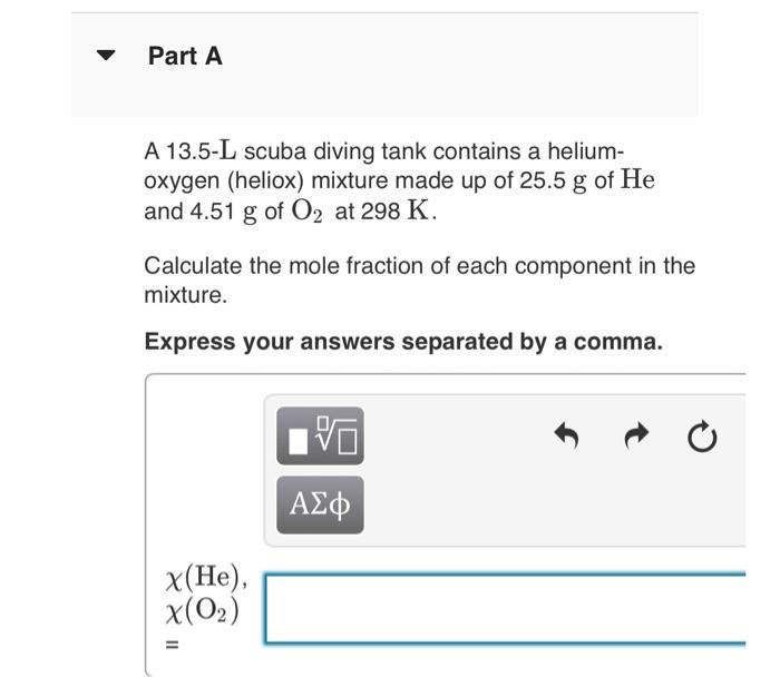 Solved Part A A 13.5-L scuba diving tank contains a helium- | Chegg.com