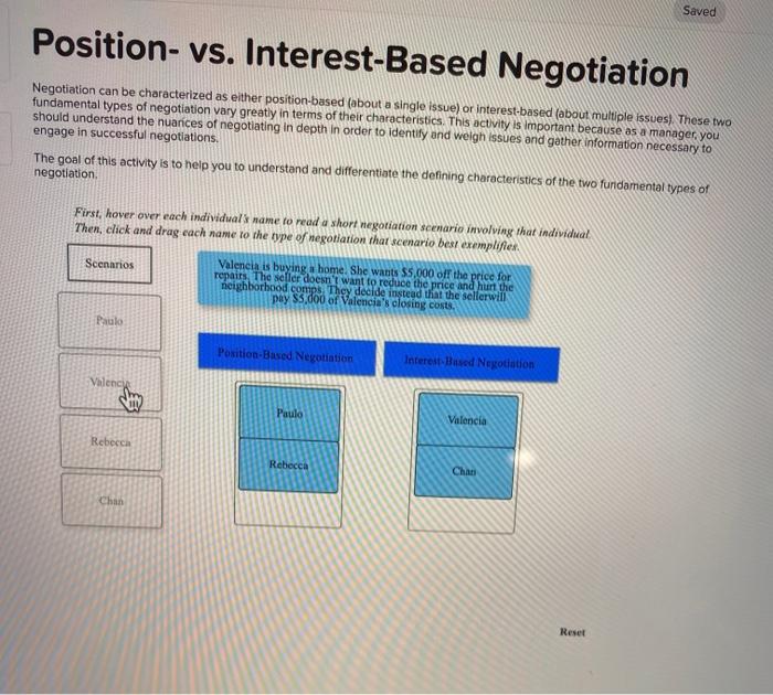 10 Position- vs. Interest-Based Negotiation | Chegg.com