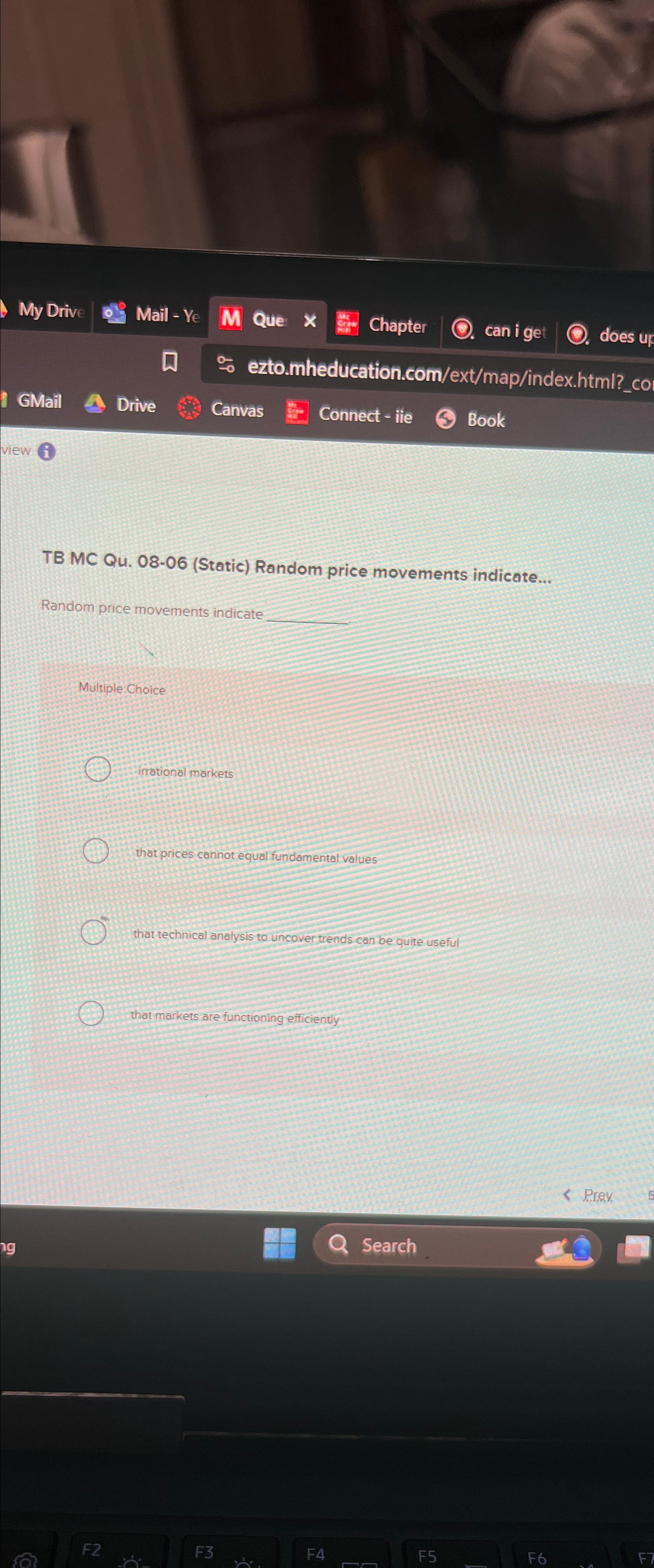Solved TB MC Qu. 08-06 (Static) ﻿Random price movements | Chegg.com