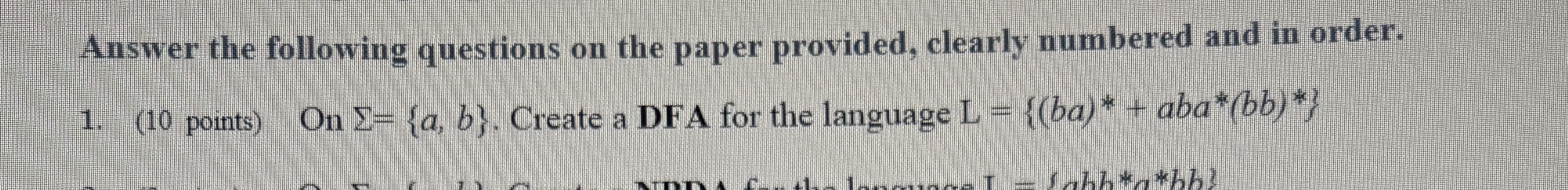 Solved Draw the dfa On I= {a, ﻿b}. ﻿Create a DFA for the | Chegg.com