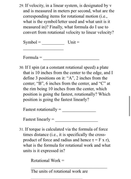 29. If velocity, in a linear system, is designated by | Chegg.com