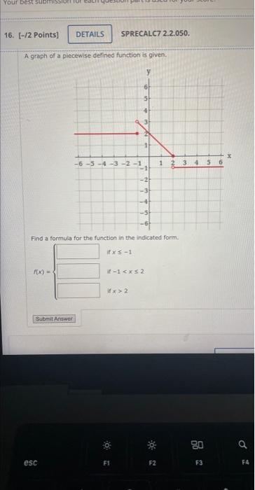 Solved A graph of a piecewise defined function is given. | Chegg.com