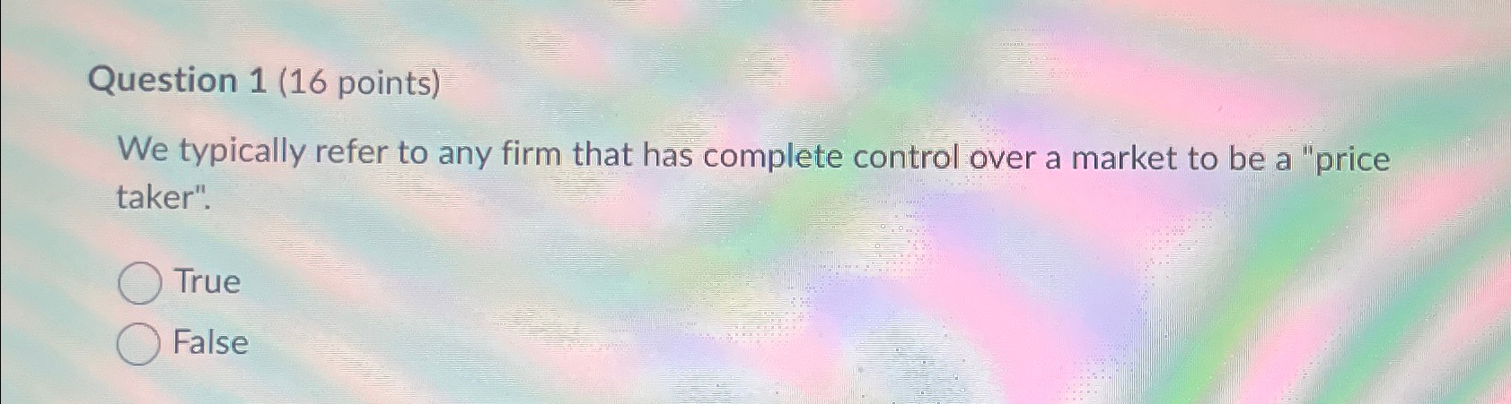Solved Question 1 (16 ﻿points)We typically refer to any firm | Chegg.com