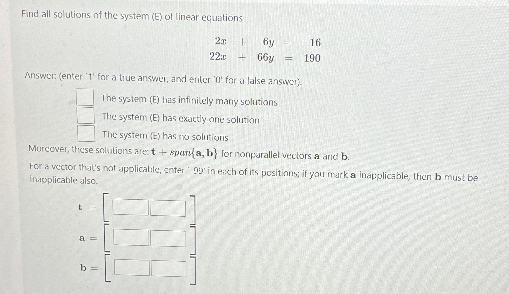 Solved Find all solutions of the system (E) ﻿of linear | Chegg.com