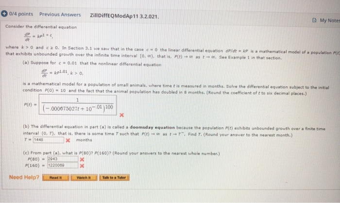 Solved +0/4 points Previous Answers ZillDiffEQ ModAp 11 | Chegg.com