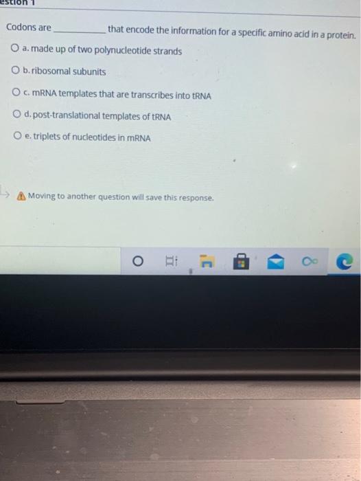 Solved Codons are that encode the information for a specific | Chegg.com