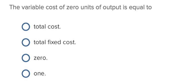 Solved The Variable Cost Of Zero Units Of Output Is Equal To 4440