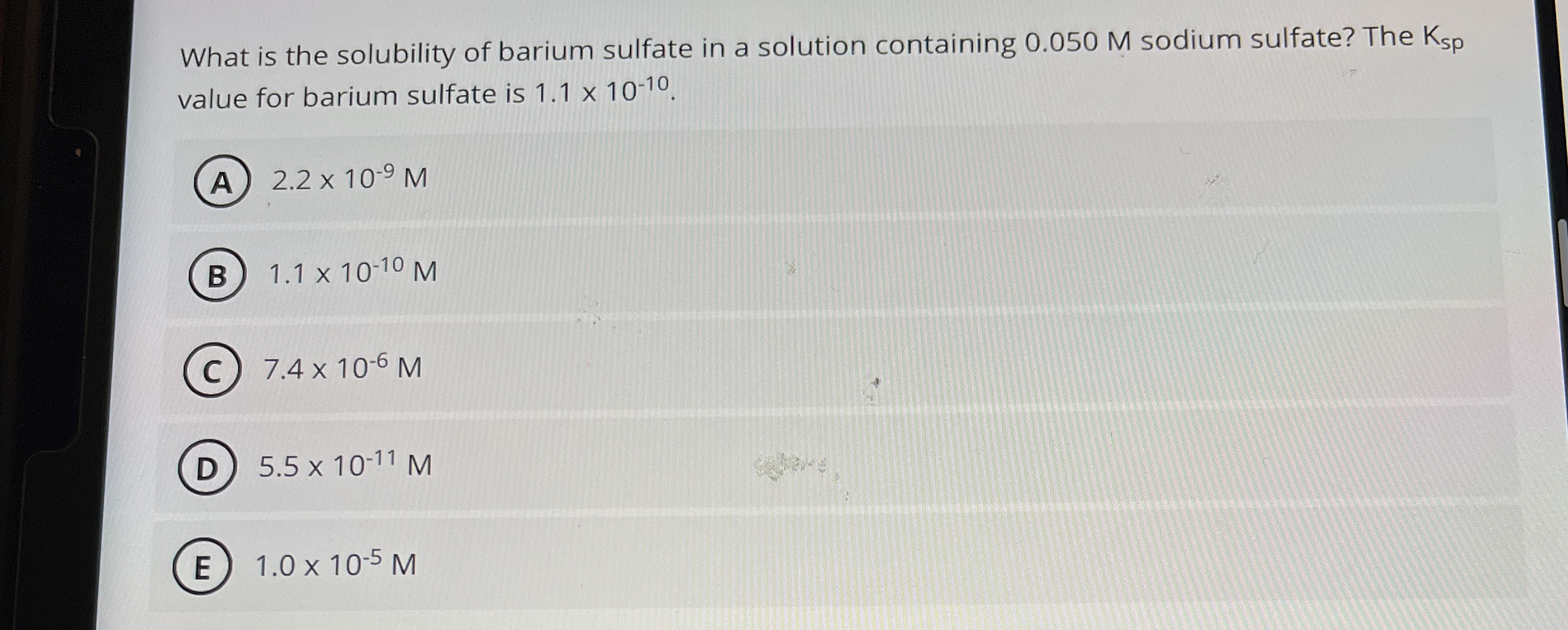 Solved What is the solubility of barium sulfate in a | Chegg.com