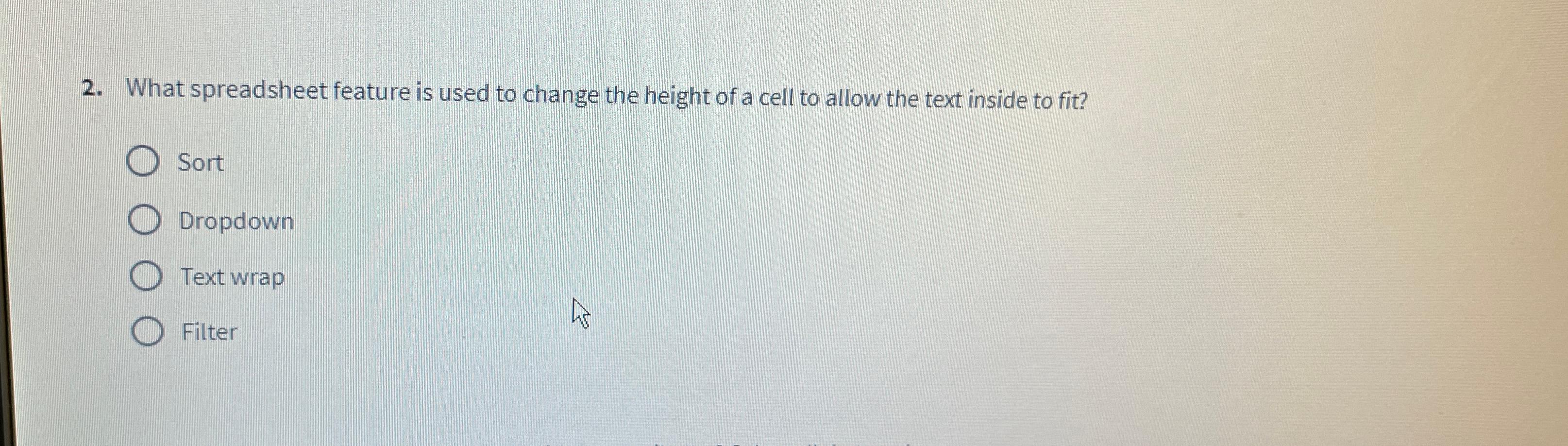 Solved What spreadsheet feature is used to change the height | Chegg.com