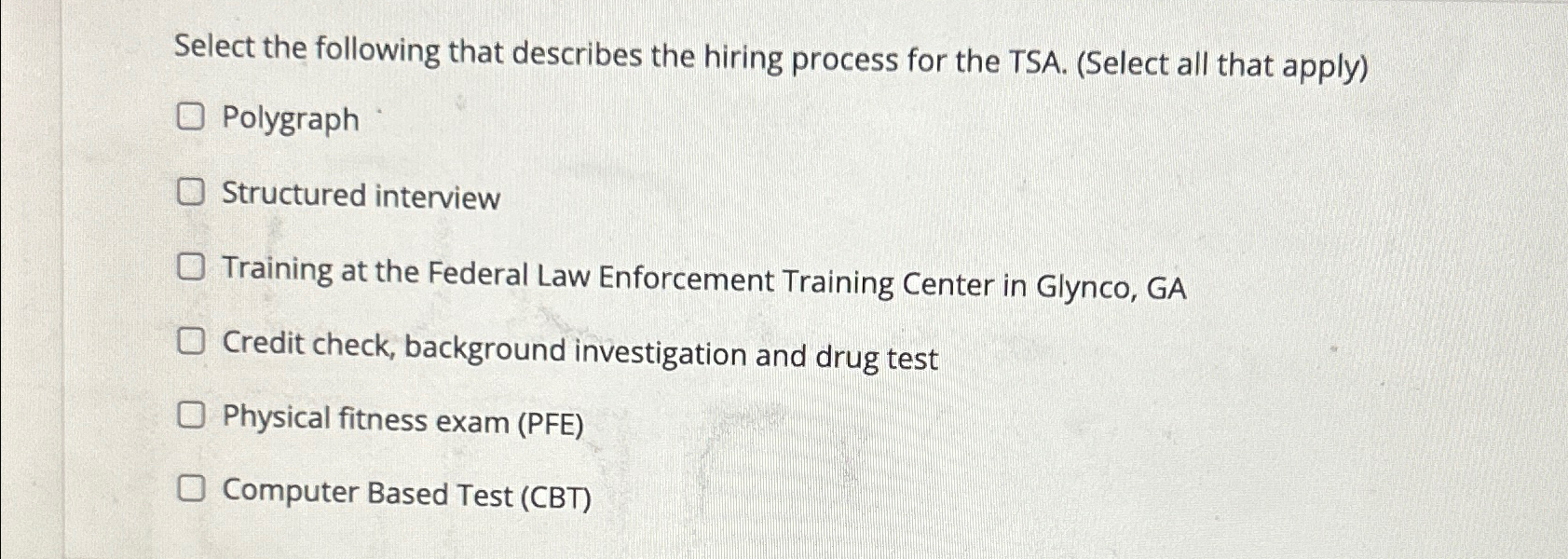 Solved Select the following that describes the hiring | Chegg.com