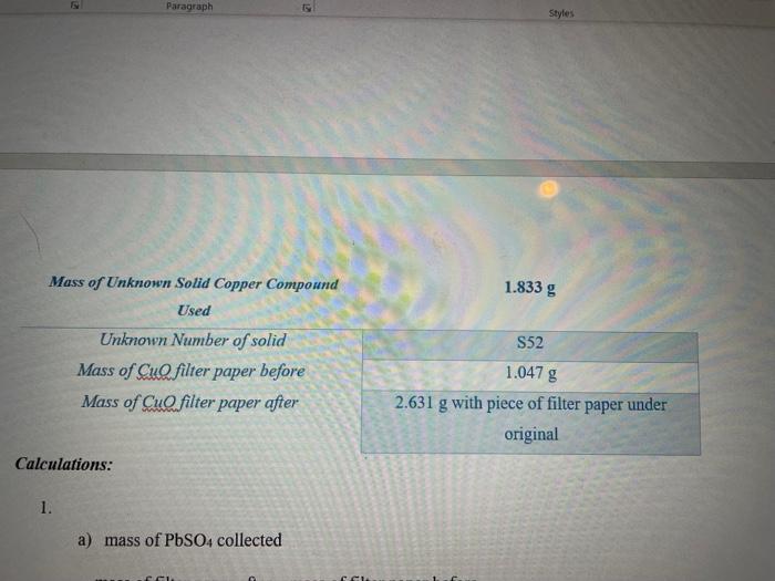 Solved Find the mass of Cu that must have been present to | Chegg.com