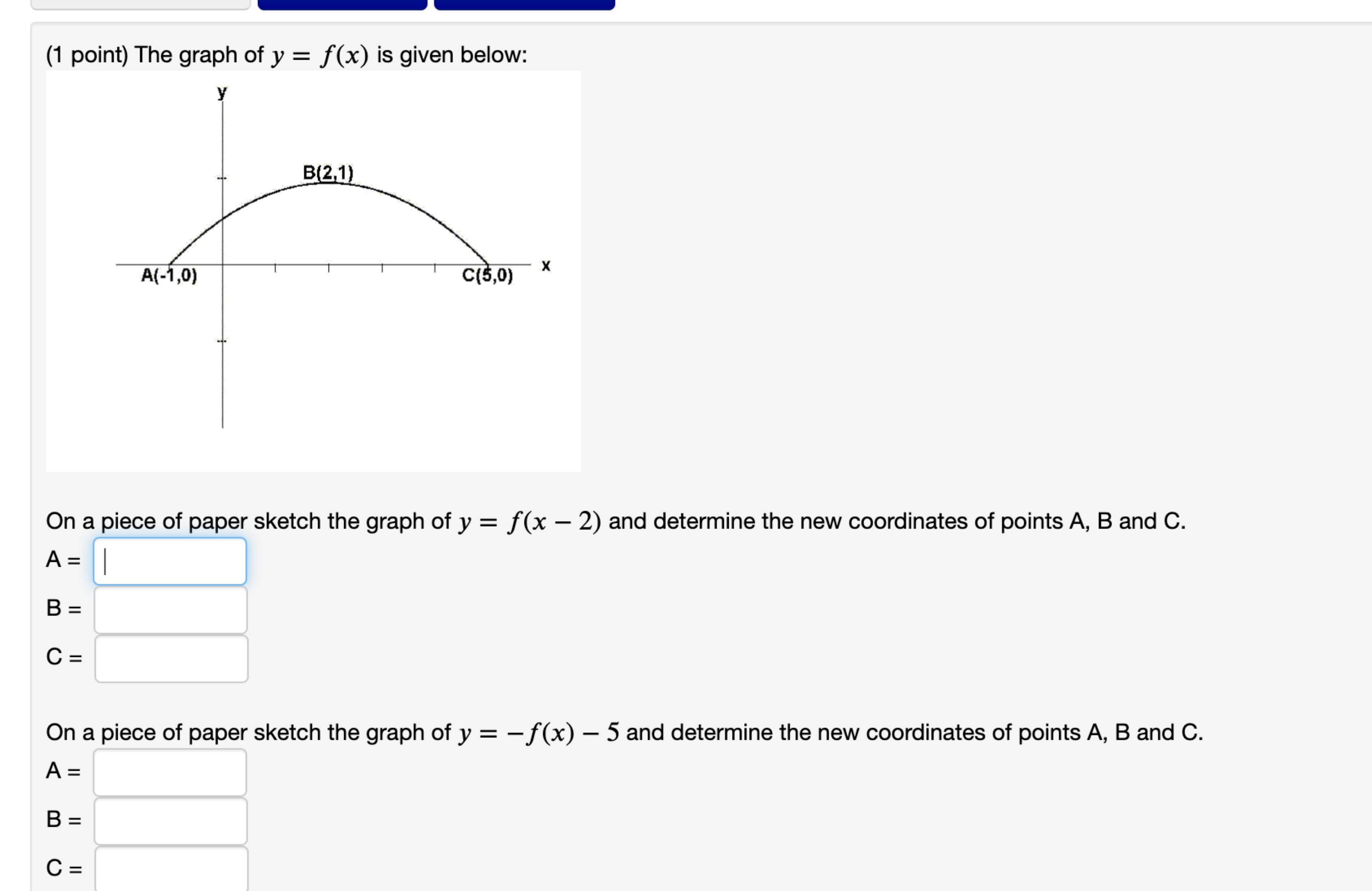 Solved (1 ﻿noint) ﻿The aranh of v=f(x) ﻿is aiven below:On a | Chegg.com