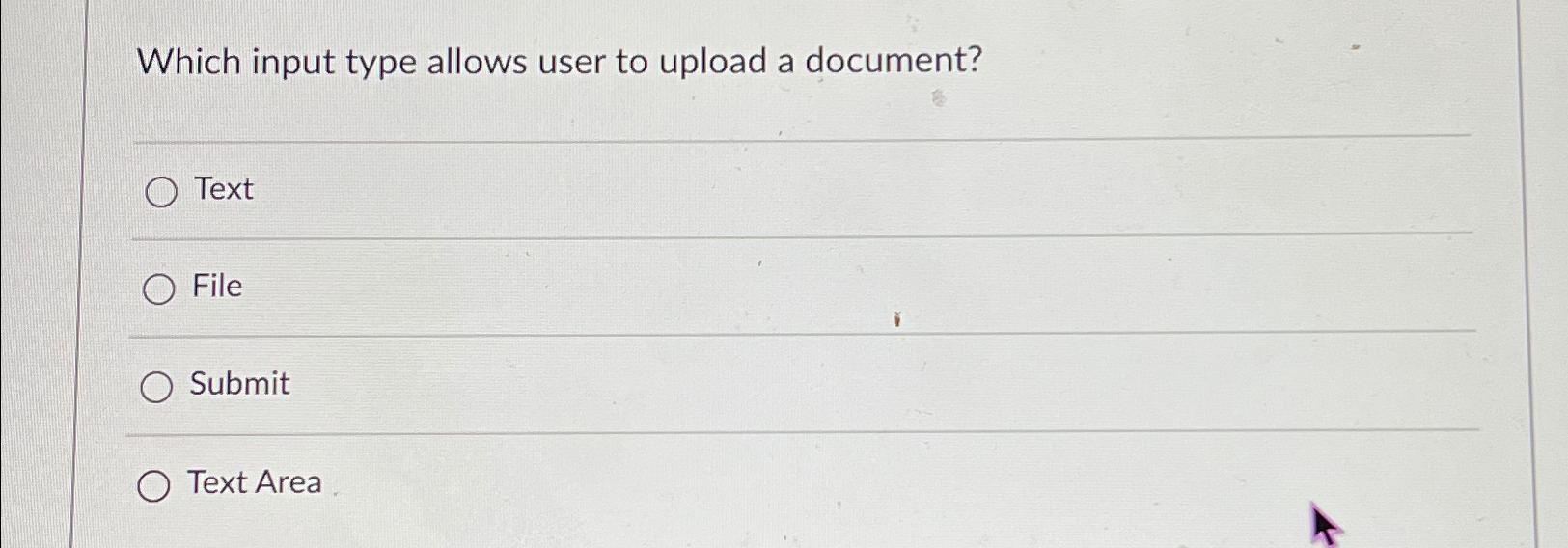 Solved Which input type allows user to upload a | Chegg.com