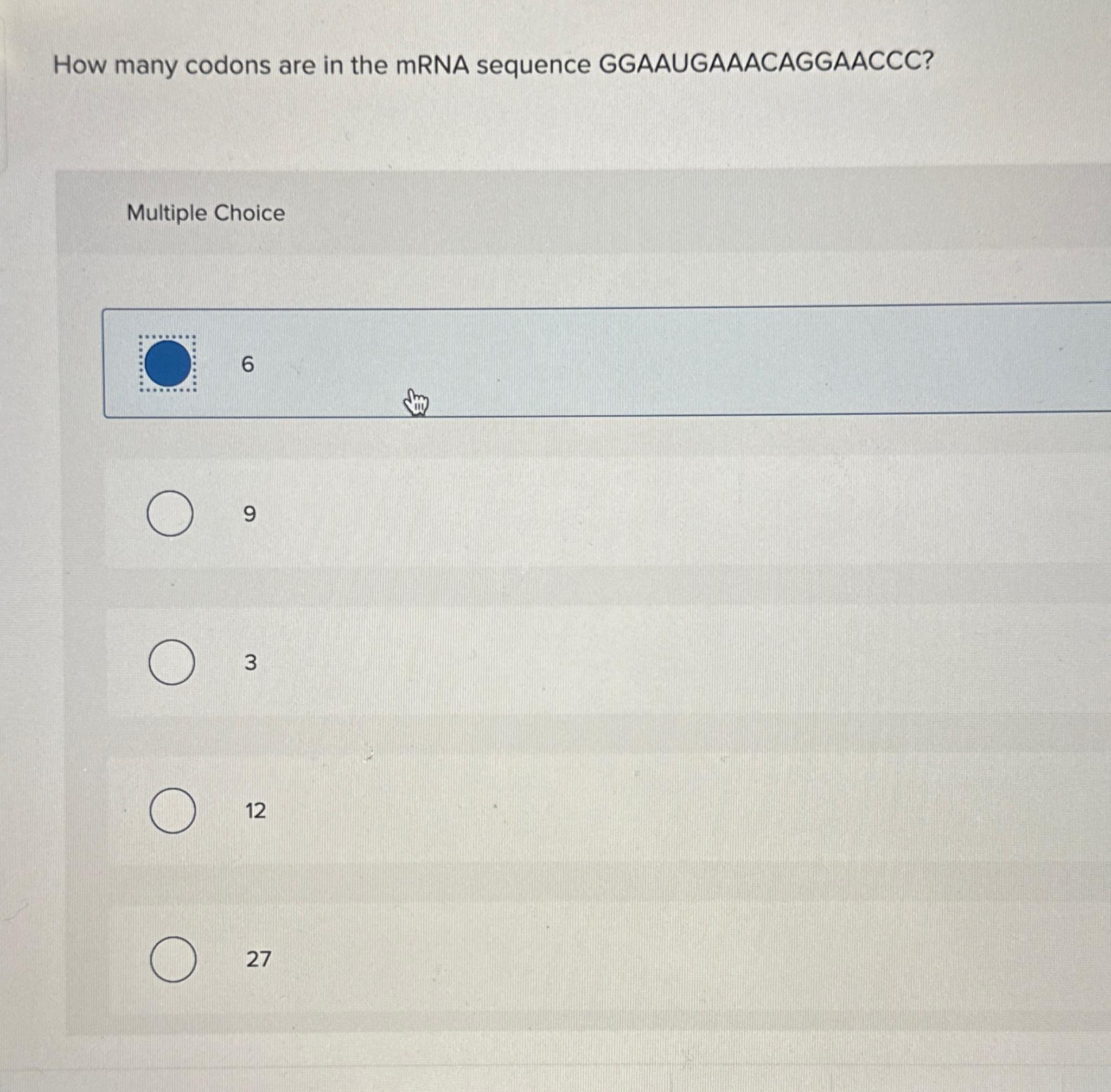 How many codons are in the mRNA sequence | Chegg.com