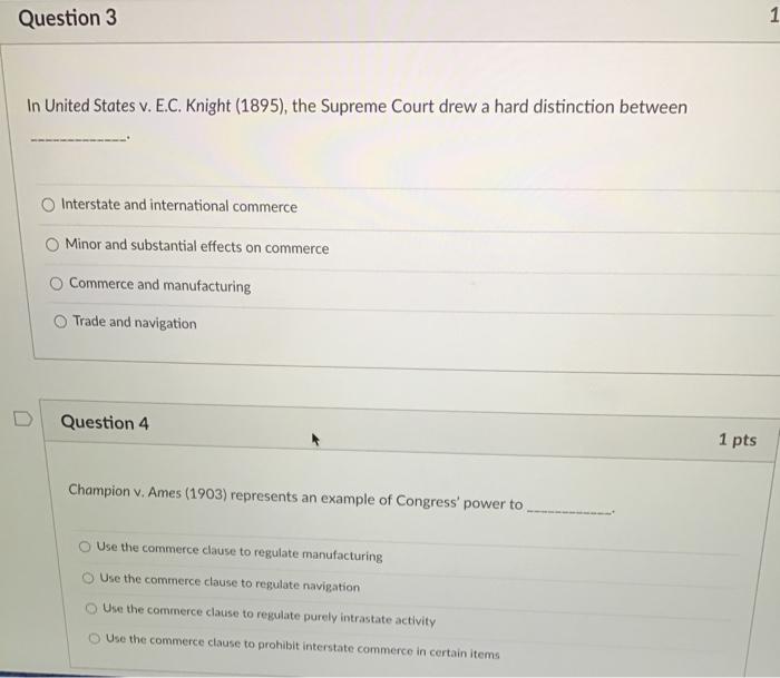 Solved Question 1 According to Hammer v. Dagenhart (1918), | Chegg.com