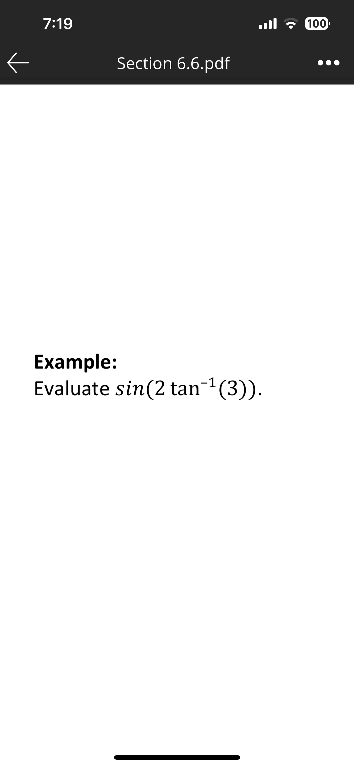 Solved 7:19. . 8 100larrSection 6.6.pdfExample:Evaluate | Chegg.com