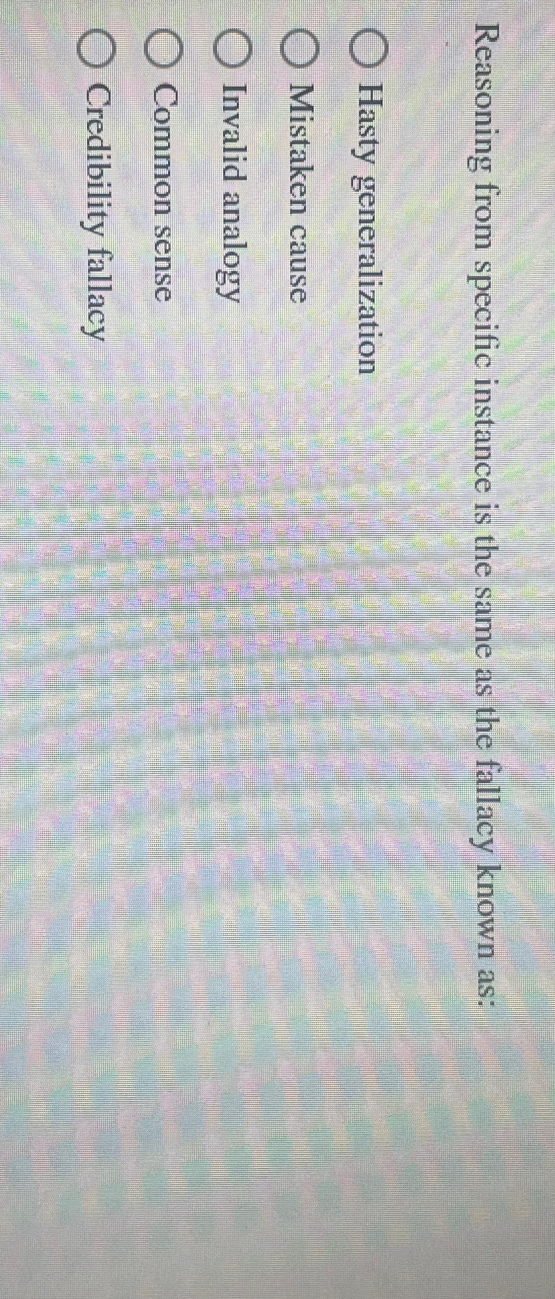 Solved Reasoning from specific instance is the same as the | Chegg.com