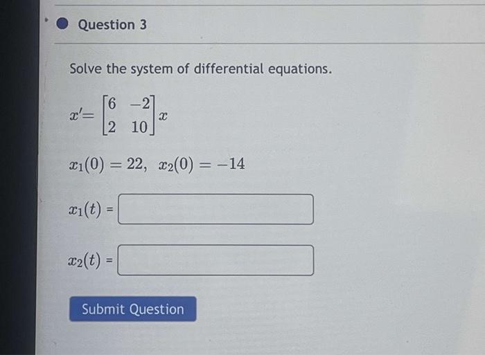 Solved Solve the system of differential equations. | Chegg.com