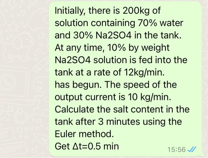 Solved Initially, there is 200 kg of solution containing 70% | Chegg.com