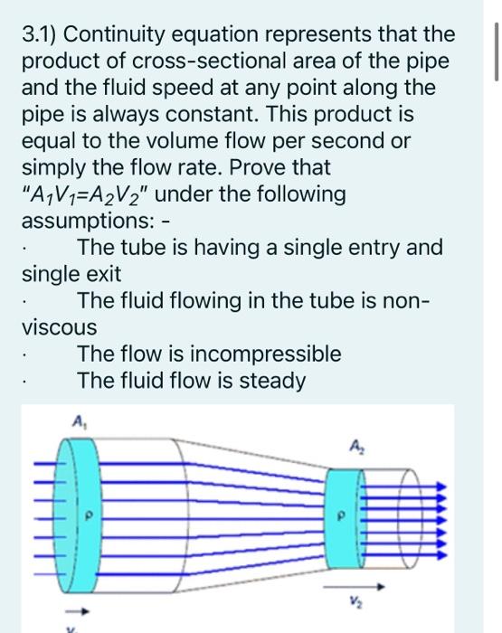 Solved 3.1) Continuity equation represents that the product | Chegg.com