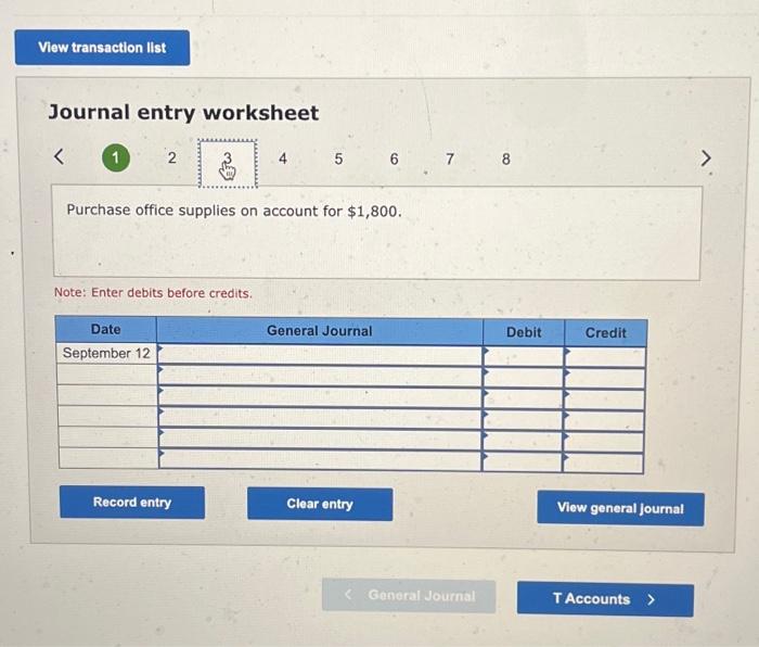 Solved Journal entry worksheet 56 Purchase office supplies | Chegg.com