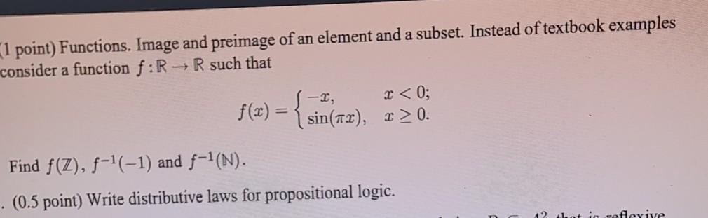 Solved 1 point) Functions. Image and preimage of an element | Chegg.com