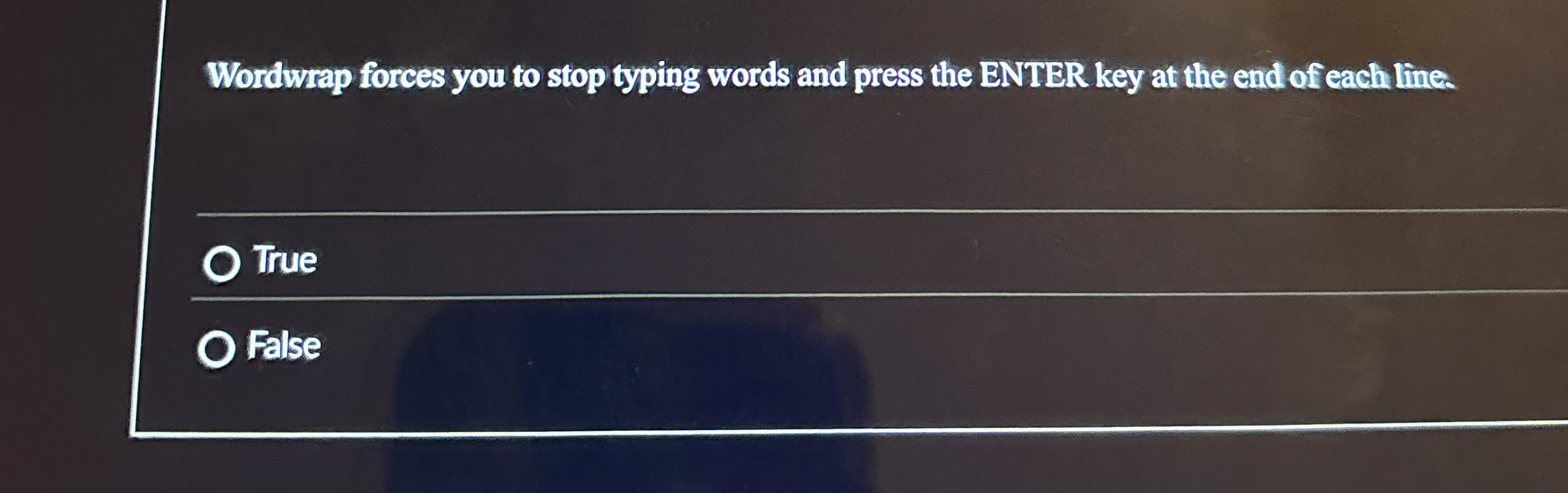 Solved Wordwrap forces you to stop typing words and press | Chegg.com