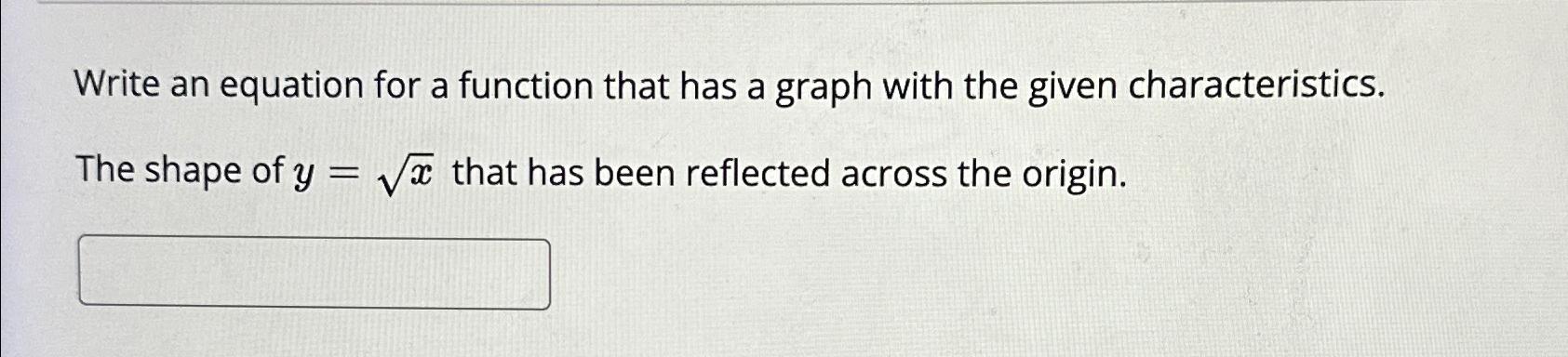 Solved Write an equation for a function that has a graph | Chegg.com