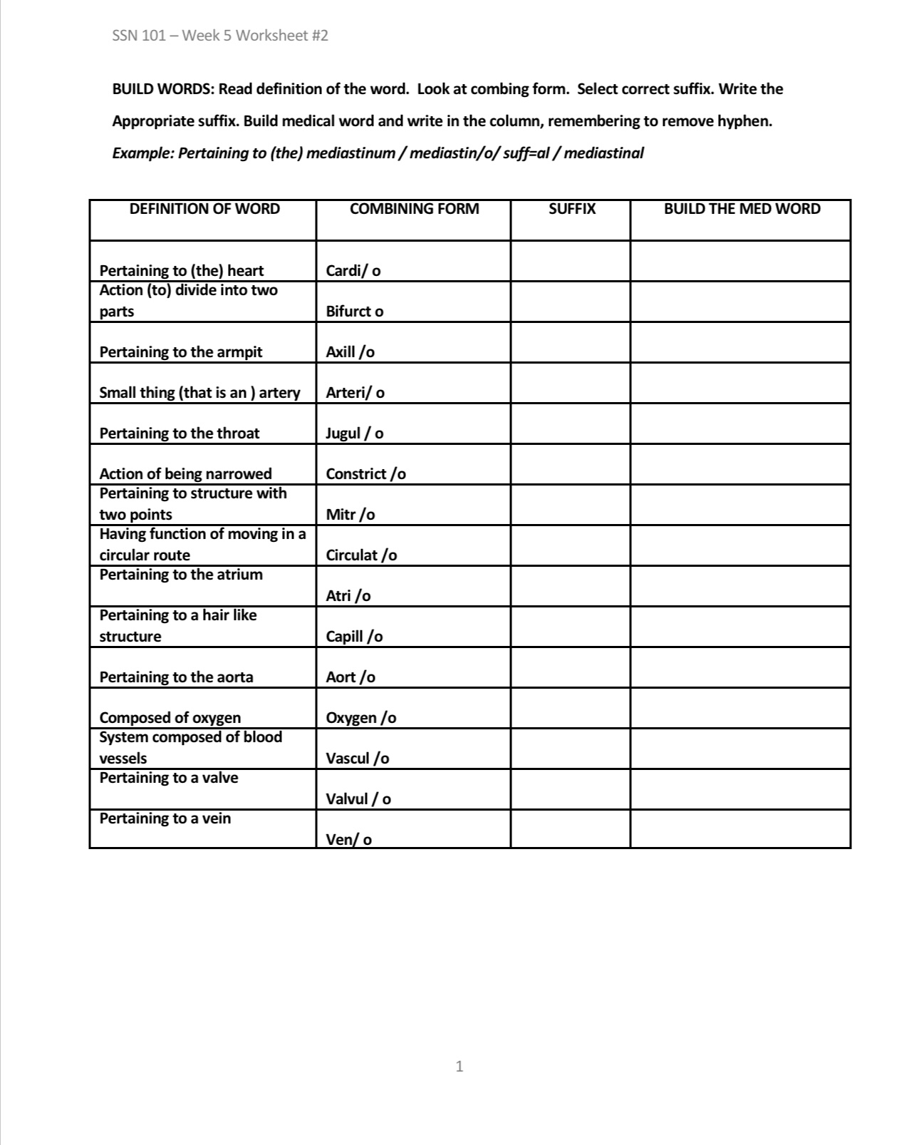 Solved SSN 101 - ﻿Week 5 ﻿Worksheet #2BUILD WORDS: Read | Chegg.com