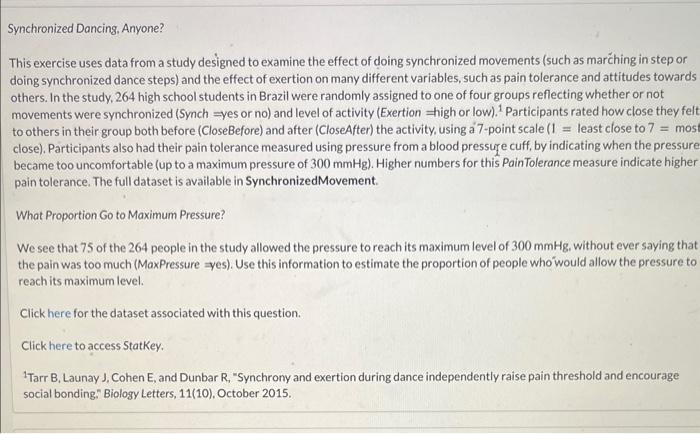Solved This exercise uses data from a study designed to | Chegg.com