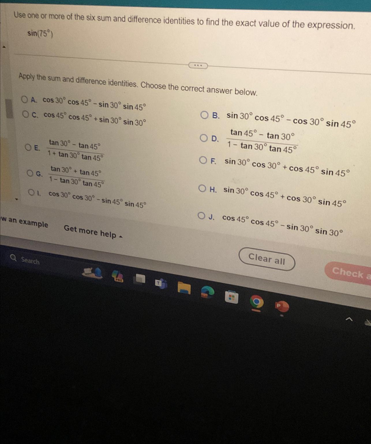 Solved Use one or more of the six sum and difference | Chegg.com
