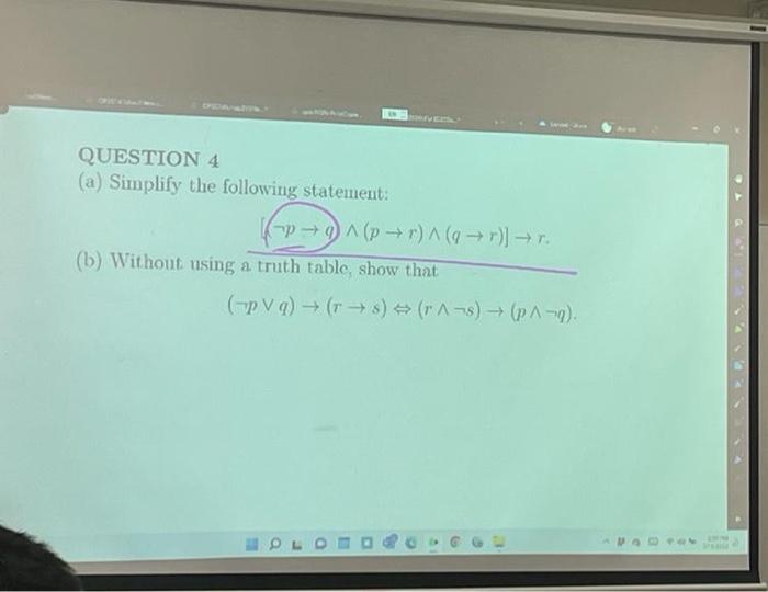 Solved QUESTION 4 (a) Simplify the following statement: | Chegg.com