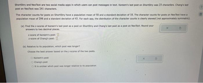 Solved Shortstry and Nextext are two soclal media apps in | Chegg.com