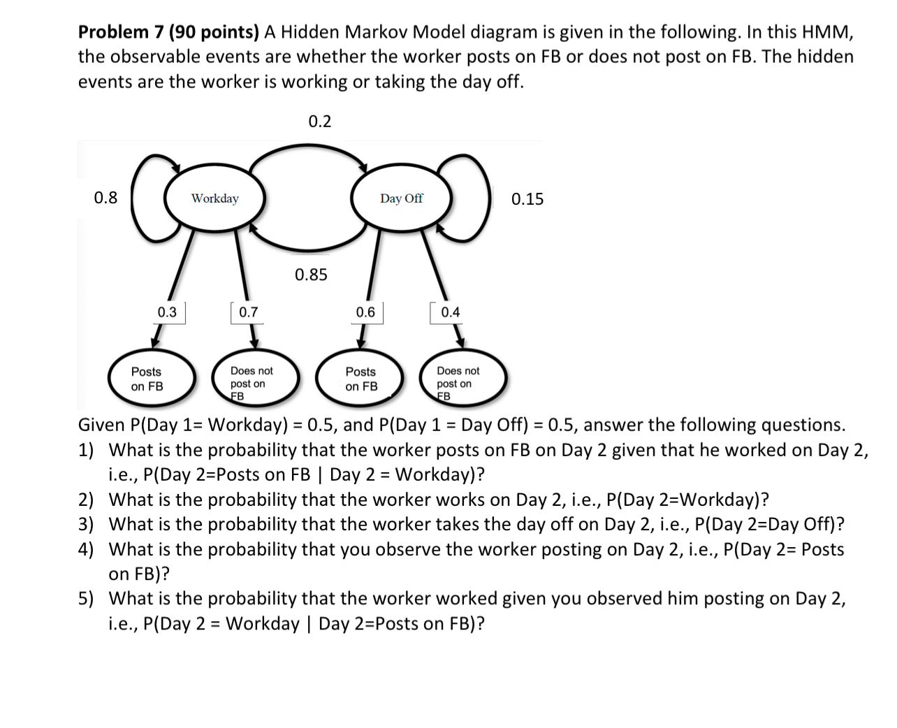 Solved Problem 7 (90 ﻿points) ﻿A Hidden Markov Model diagram | Chegg.com