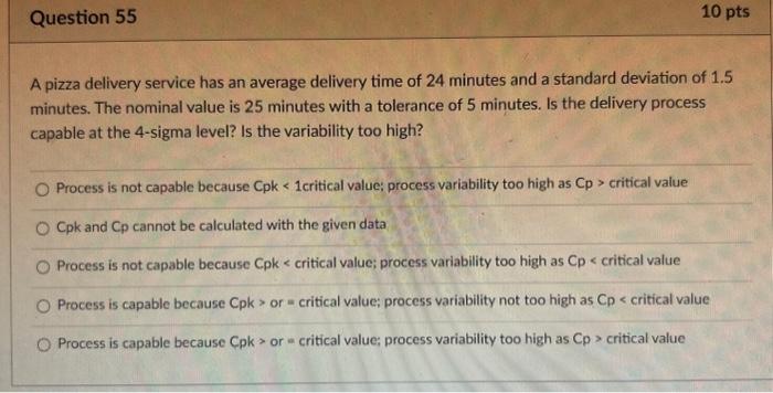 Solved A pizza delivery service has an average delivery time | Chegg.com