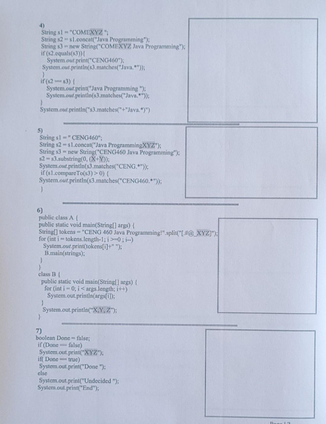 Solved 4) String s1 = "COMEXYZ "; String s2 = | Chegg.com
